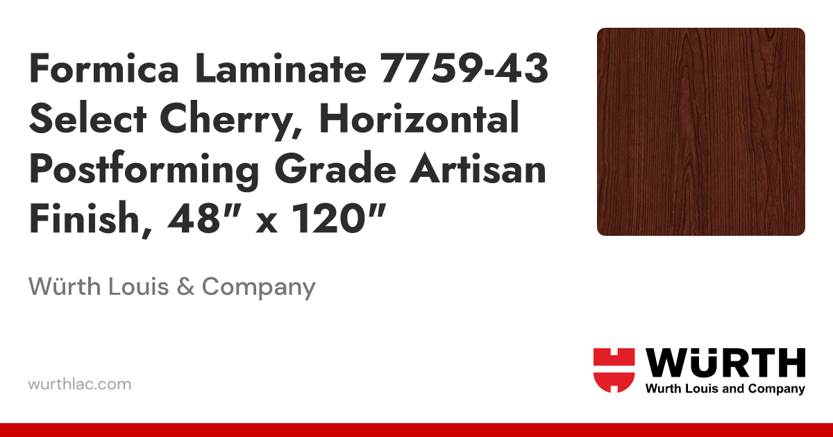 Formica Laminate 7759-43 Select Cherry, Horizontal Postforming Grade Artisan Finish, 48" x 120 ...