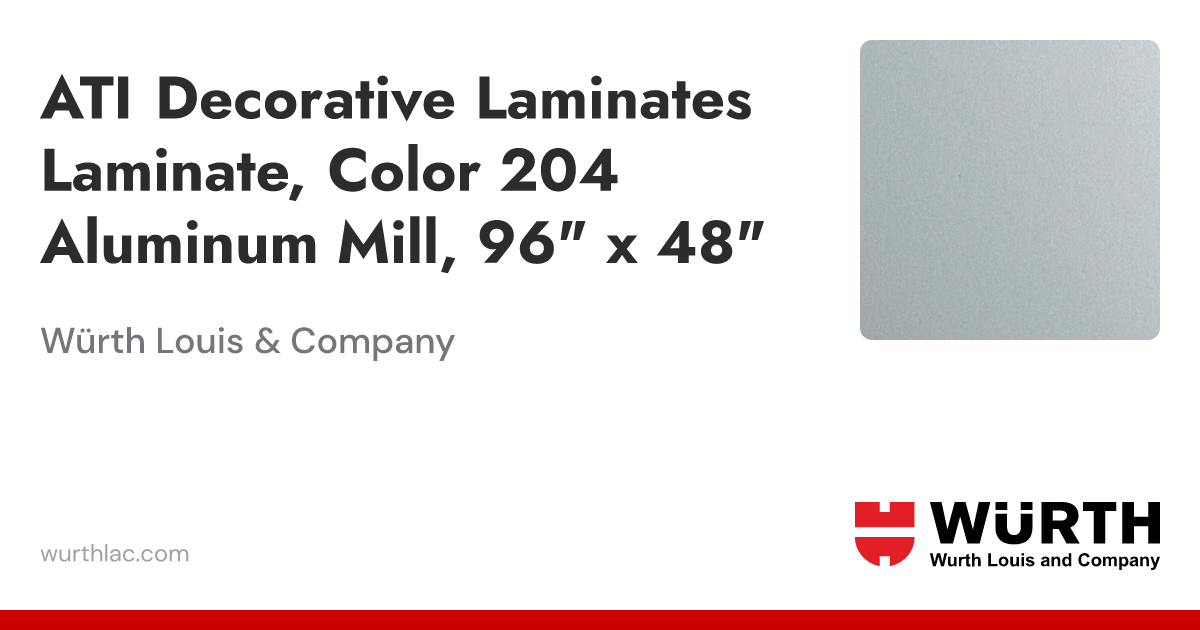 ATI Decorative Laminates Laminate, Color 204 Aluminum Mill, 96" x 48 ...
