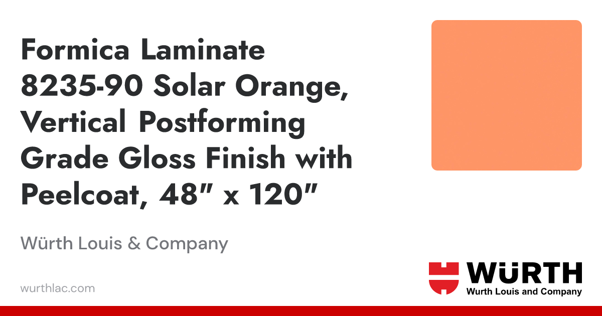 Formica Laminate 8235-90 Solar Orange, Vertical Postforming Grade Gloss ...