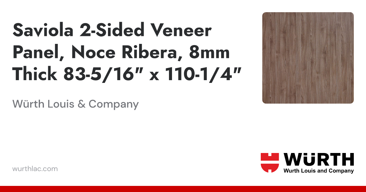 Saviola 2-Sided Veneer Panel, Noce Ribera, 8mm Thick 83-5/16" x 110-1/4" | Würth Louis & Company