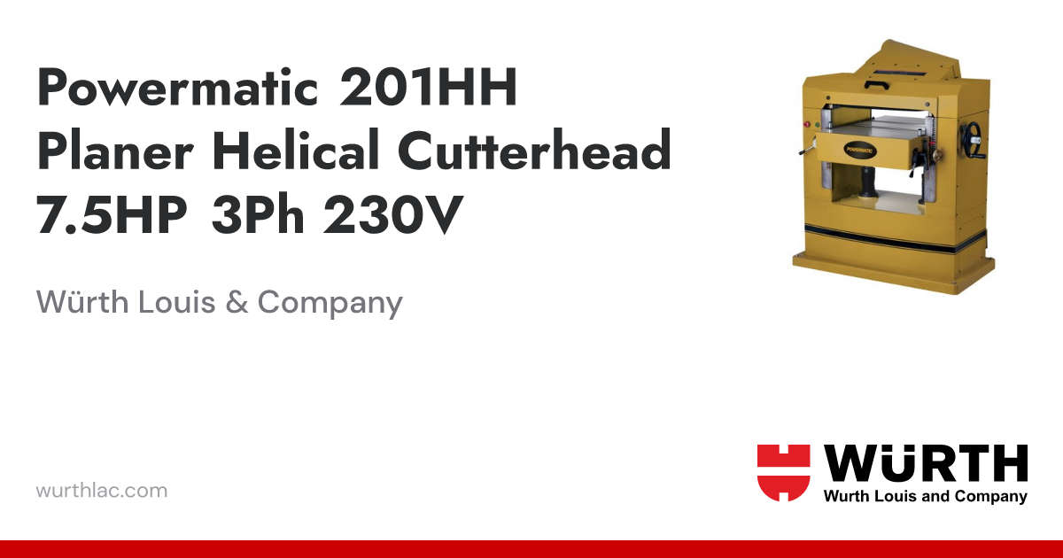 Powermatic 201HH Planer Helical Cutterhead 7.5HP 3Ph 230V | Würth Louis ...