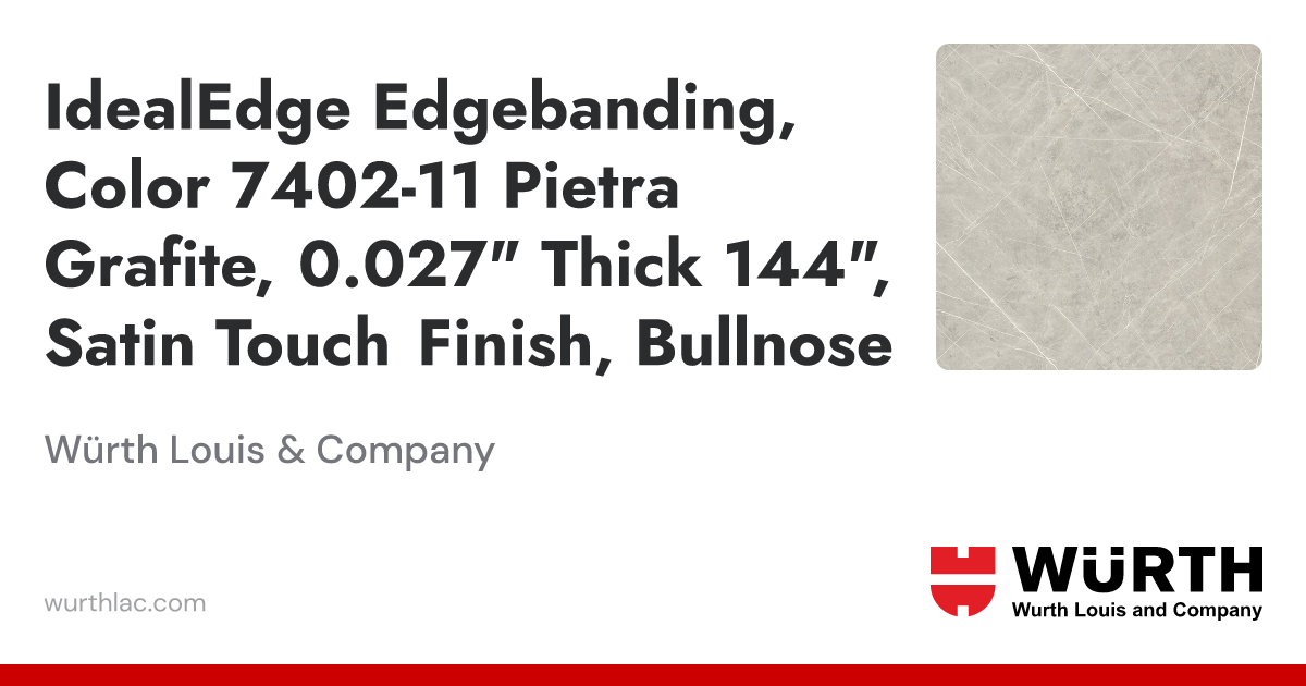 IdealEdge Edgebanding, Color 7402-11 Pietra Grafite, 0.027" Thick 144", Satin Touch Finish ...