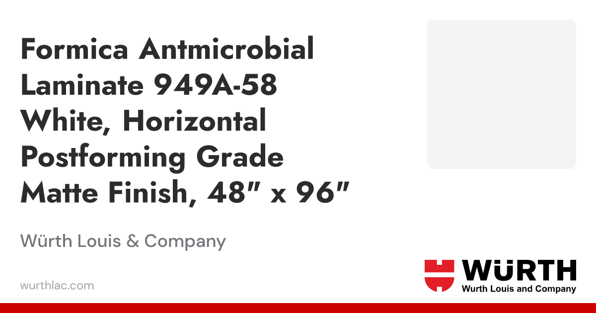 Formica Antmicrobial Laminate 949A-58 White, Horizontal Postforming ...