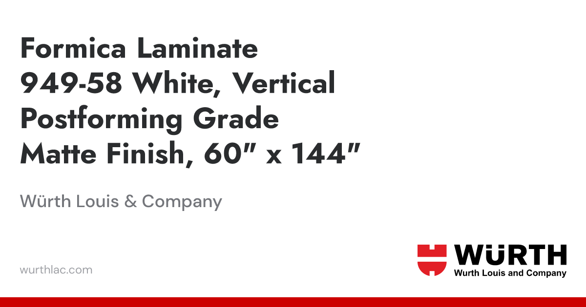 Formica Laminate 949-58 White, Vertical Postforming Grade Matte Finish ...