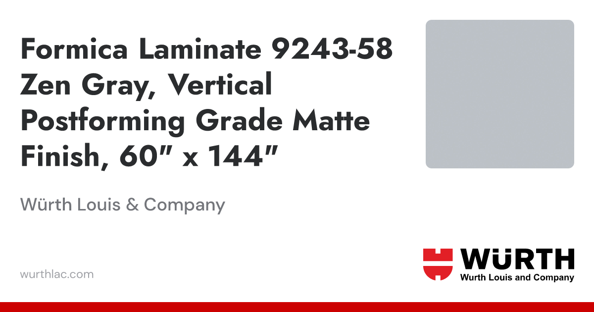 Formica Laminate 9243-58 Zen Gray, Vertical Postforming Grade Matte ...