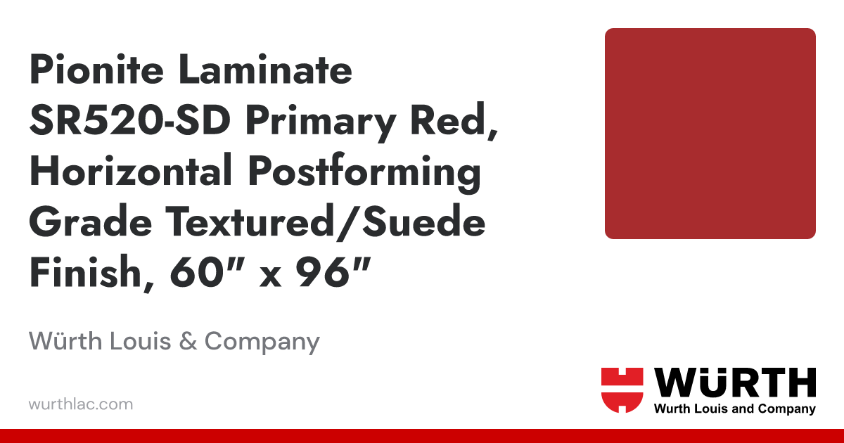 Pionite Laminate SR520-SD Primary Red, Horizontal Postforming Grade ...