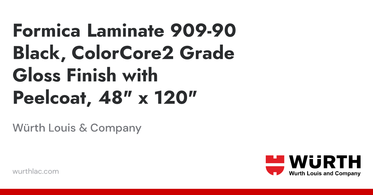Formica Laminate 909-90 Black, ColorCore2 Grade Gloss Finish with ...