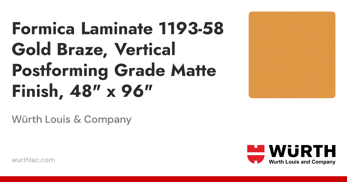 Formica Laminate 1193-58 Gold Braze, Vertical Postforming Grade Matte ...