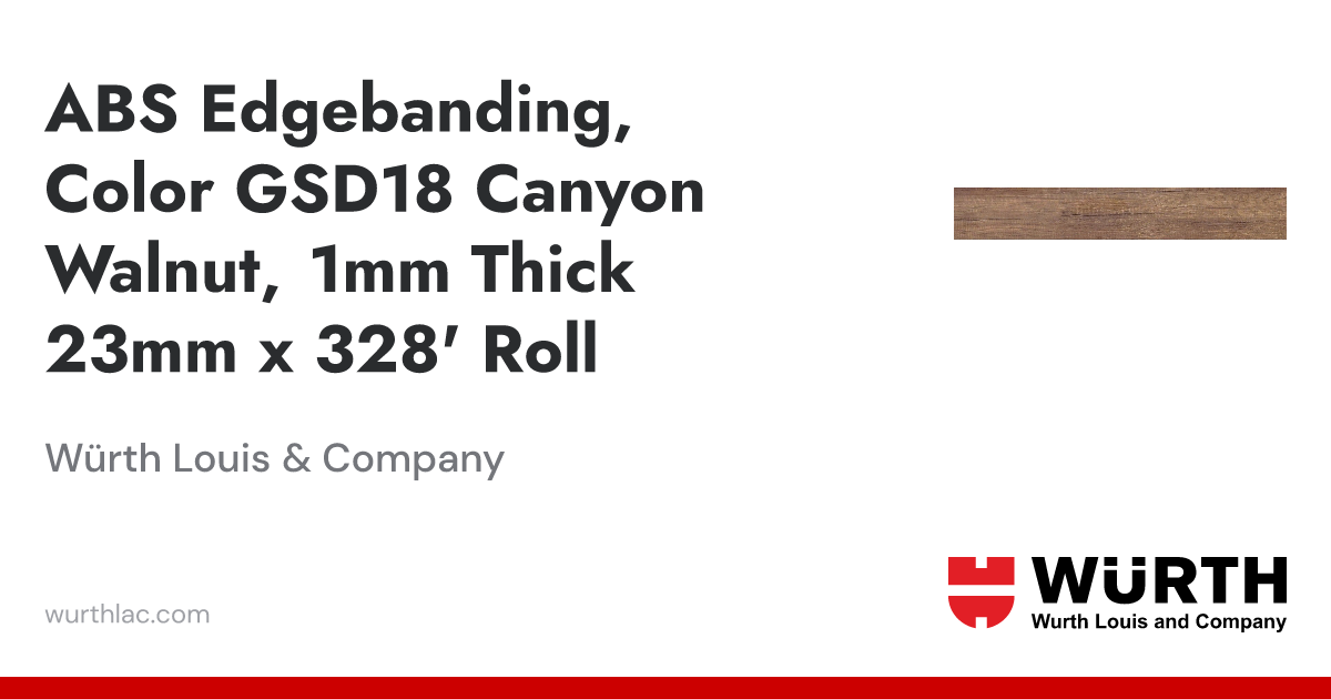 ABS Edgebanding, Color GSD18 Canyon Walnut, 1mm Thick 23mm x 328' Roll ...