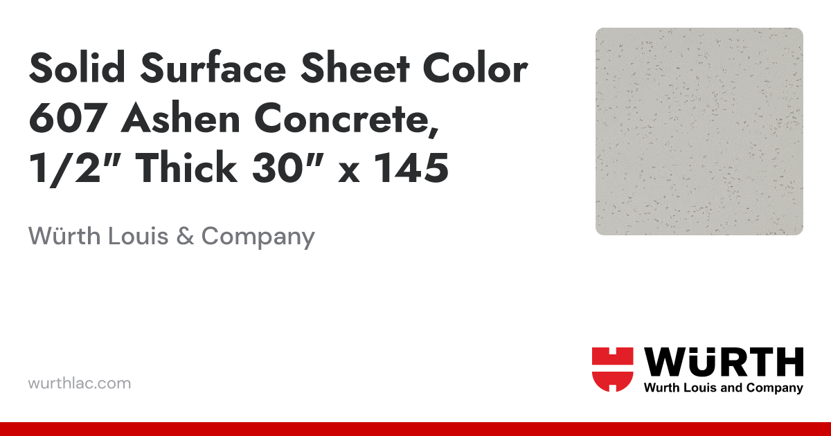 Solid Surface Sheet Color 607 Ashen Concrete, 1/2" Thick 30" x 145 | Würth Louis & Company