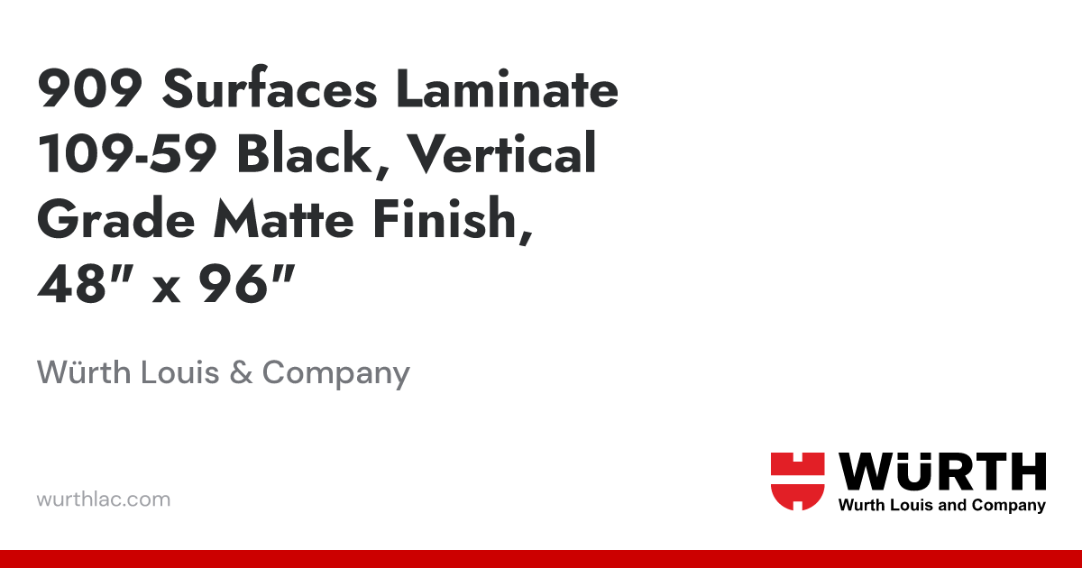 909 Surfaces Laminate 109-59 Black, Vertical Grade Matte Finish, 48" x ...