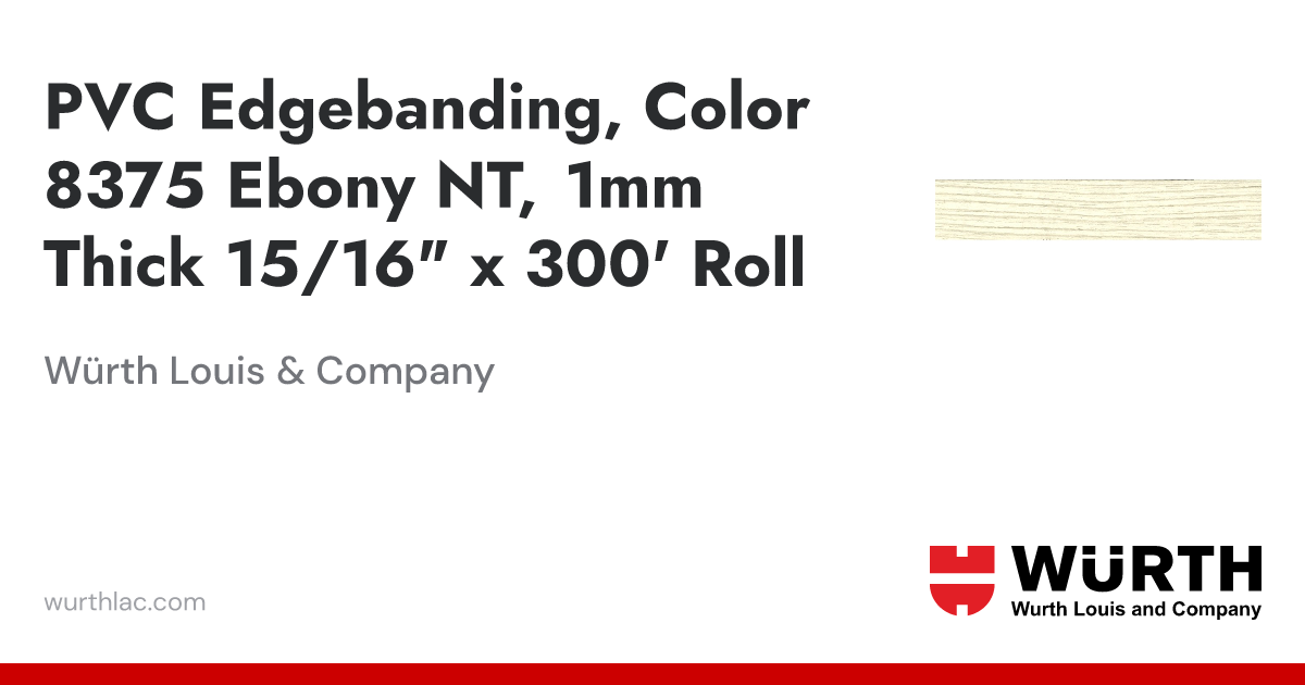 PVC Edgebanding, Color 8375 Ebony NT, 1mm Thick 15/16" x 300' Roll ...