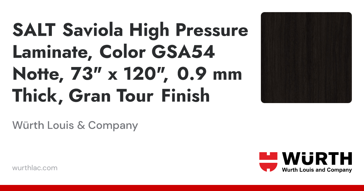 SALT Saviola High Pressure Laminate, Color GSA54 Notte, 73" x 120", 0.9 ...