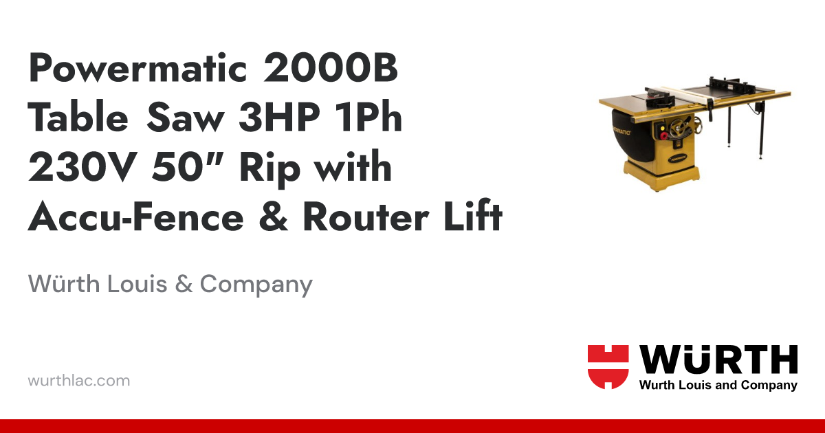 Powermatic 2000B Table Saw 3HP 1Ph 230V 50" Rip with Accu-Fence ...