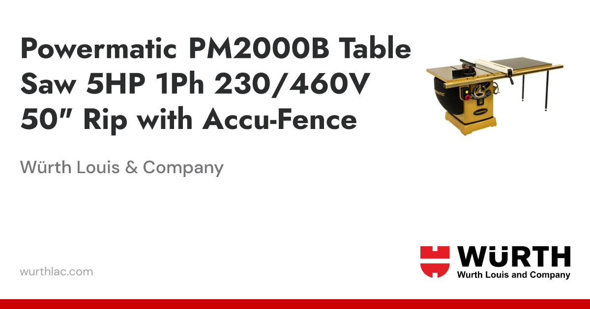 Powermatic PM2000B Table Saw 5HP 1Ph 230/460V 50" Rip with Accu-Fence ...