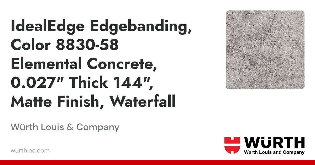 IdealEdge Edgebanding, Color 8830-58 Elemental Concrete, 0.027" Thick 144", Matte Finish ...