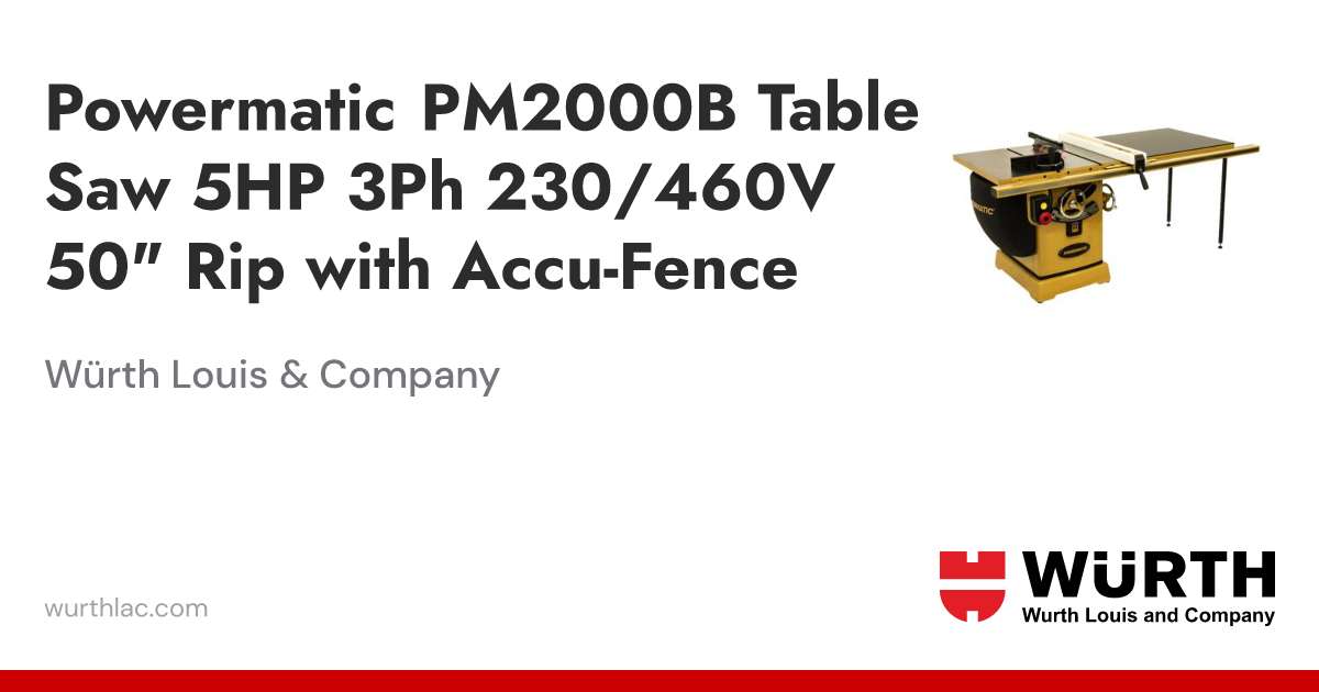 Powermatic PM2000B Table Saw 5HP 3Ph 230/460V 50" Rip with Accu-Fence ...