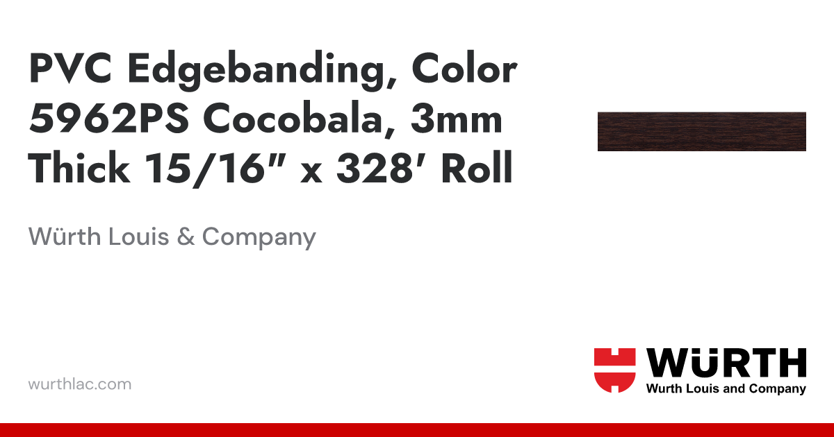 PVC Edgebanding, Color 5962PS Cocobala, 3mm Thick 15/16" x 328' Roll ...