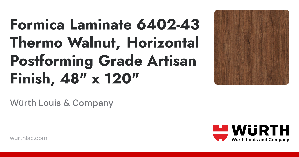 Formica Laminate 6402-43 Thermo Walnut, Horizontal Postforming Grade Artisan Finish, 48" x 120 ...