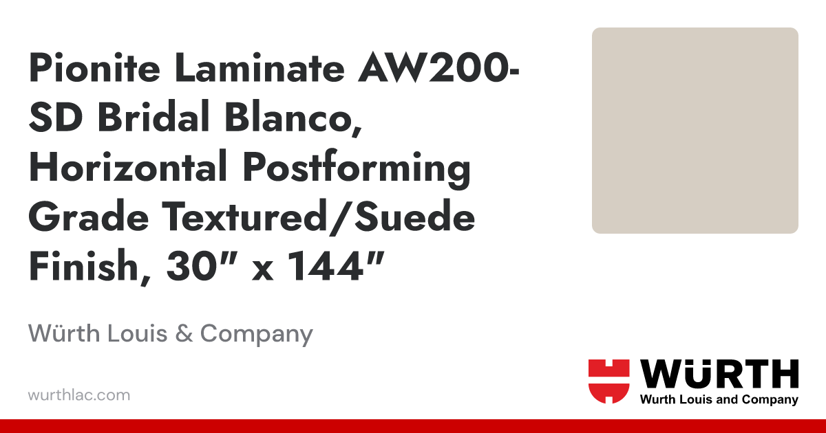 Pionite Laminate AW200-SD Bridal Blanco, Horizontal Postforming Grade ...