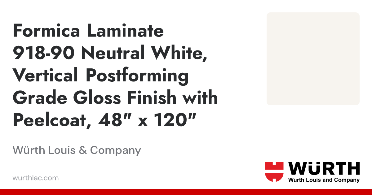Formica Laminate 918-90 Neutral White, Vertical Postforming Grade Gloss Finish with Peelcoat, 48 ...
