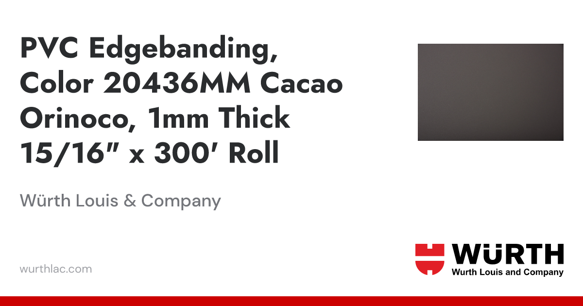 PVC Edgebanding, Color 20436MM Cacao Orinoco, 1mm Thick 15/16" x 300 ...