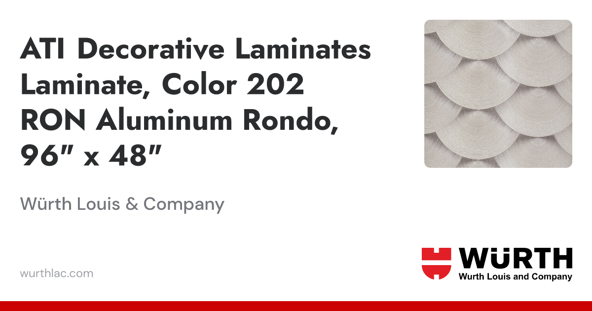ATI Decorative Laminates Laminate, Color 202 RON Aluminum Rondo, 96" x ...