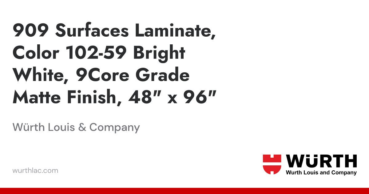 909 Surfaces Laminate, Color 102-59 Bright White, 9Core Grade Matte ...