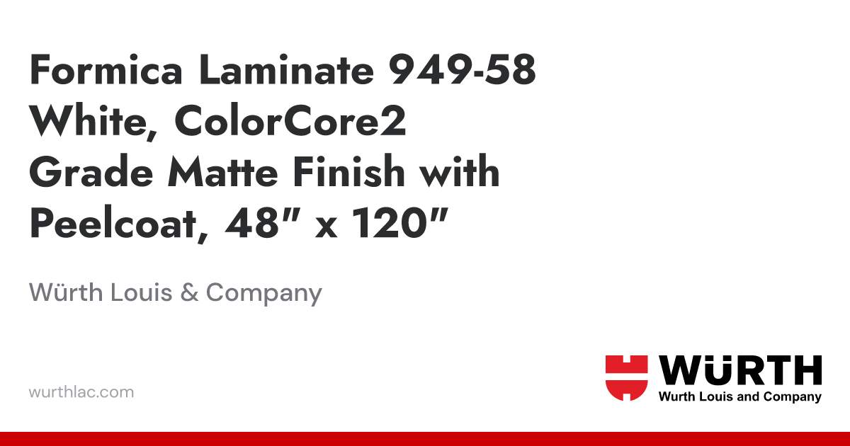 Formica Laminate 949-58 White, ColorCore2 Grade Matte Finish with ...