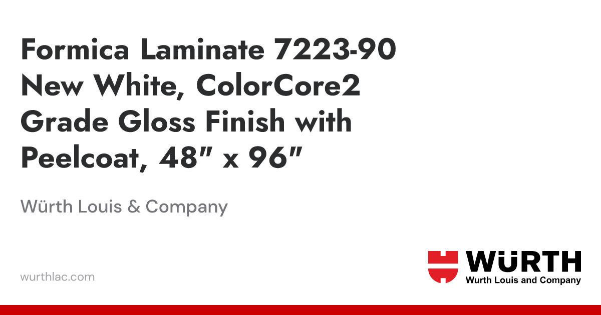 Formica Laminate 7223-90 New White, ColorCore2 Grade Gloss Finish with ...