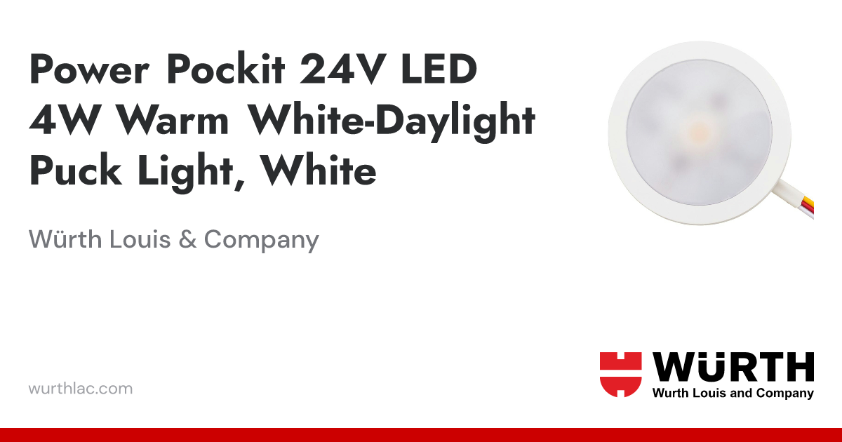 Power Pockit 24V LED 4W Warm White-Daylight Puck Light, White | Würth ...