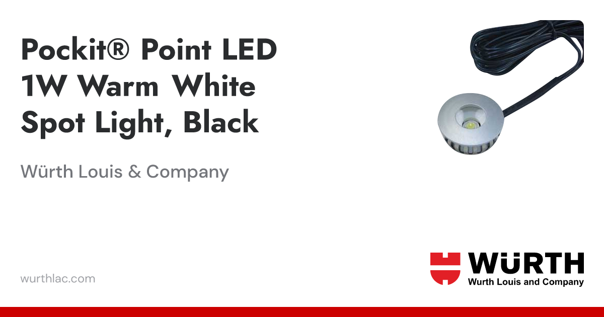 Pockit® Point LED 1W Warm White Spot Light, Black | Würth Louis & Company