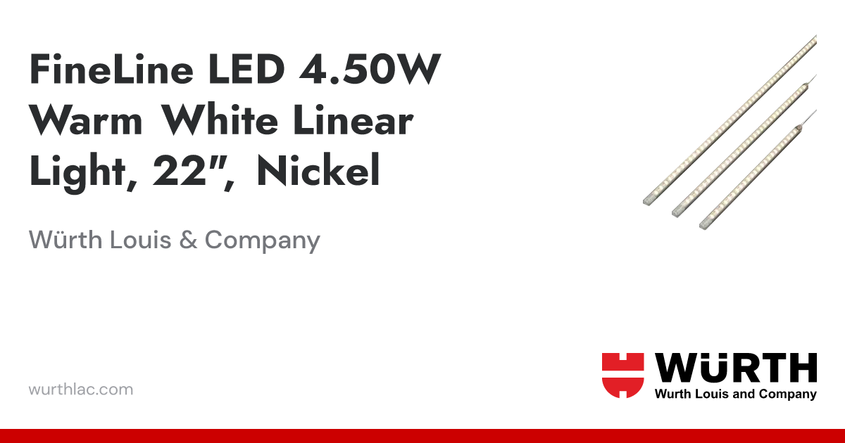 FineLine LED 4.50W Warm White Linear Light, 22", Nickel | Würth Louis ...