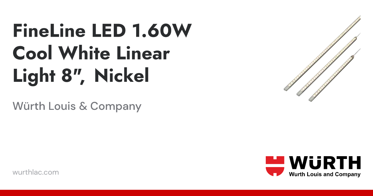 FineLine LED 1.60W Cool White Linear Light 8", Nickel | Würth Louis ...