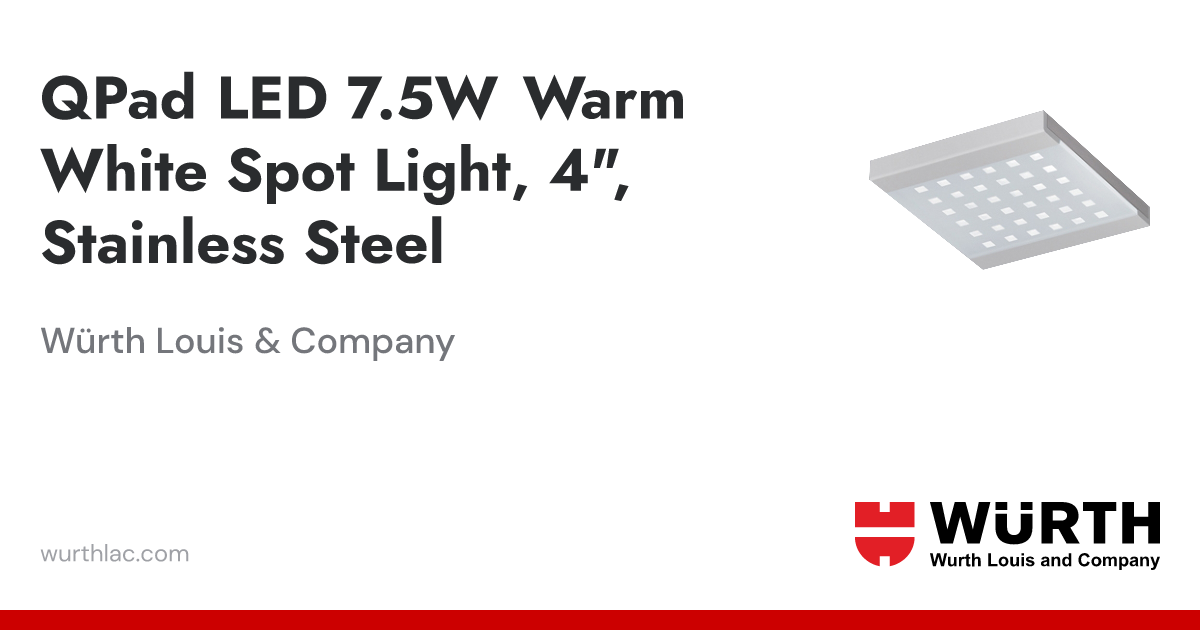 QPad LED 7.5W Warm White Spot Light, 4", Stainless Steel | Würth Louis ...