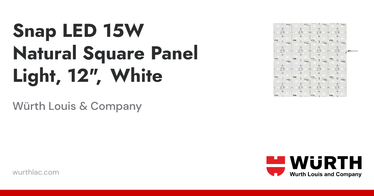 Snap LED 15W Natural Square Panel Light, 12", White | Würth Louis & Company