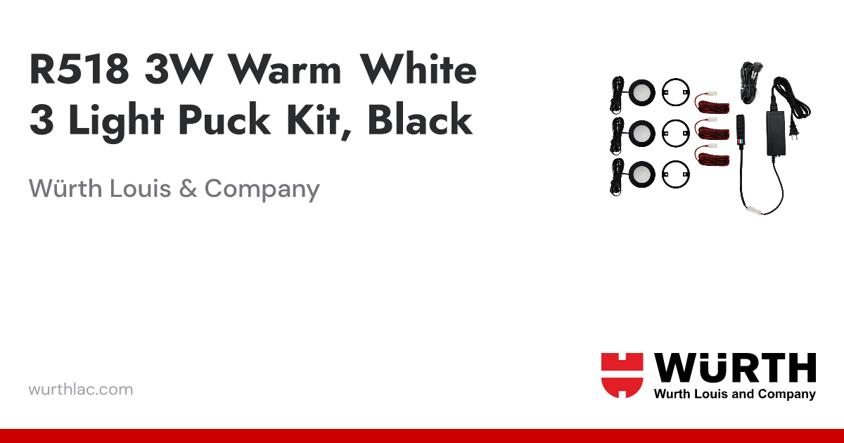 R518 3W Warm White 3 Light Puck Kit, Black | Würth Louis & Company