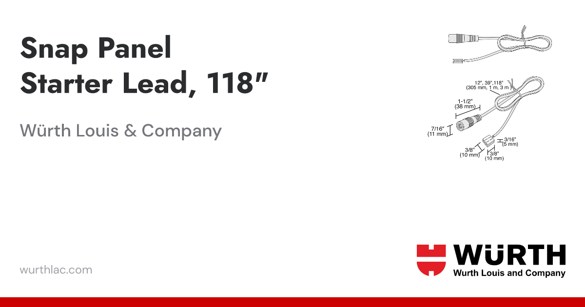 Snap Panel Starter Lead, 118" | Würth Louis & Company