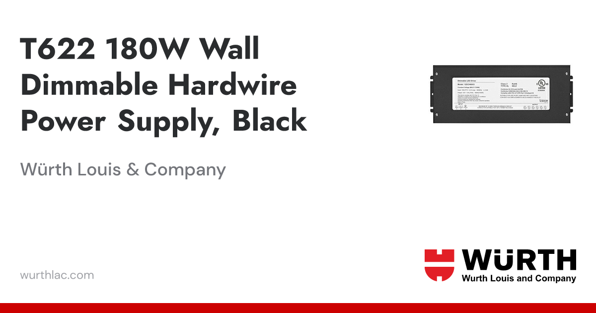T622 180W Wall Dimmable Hardwire Power Supply, Black | Würth Louis ...