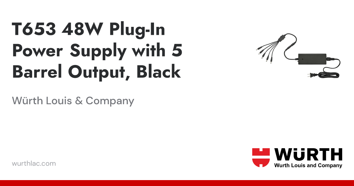 T653 48W Plug-In Power Supply with 5 Barrel Output, Black | Würth Louis ...