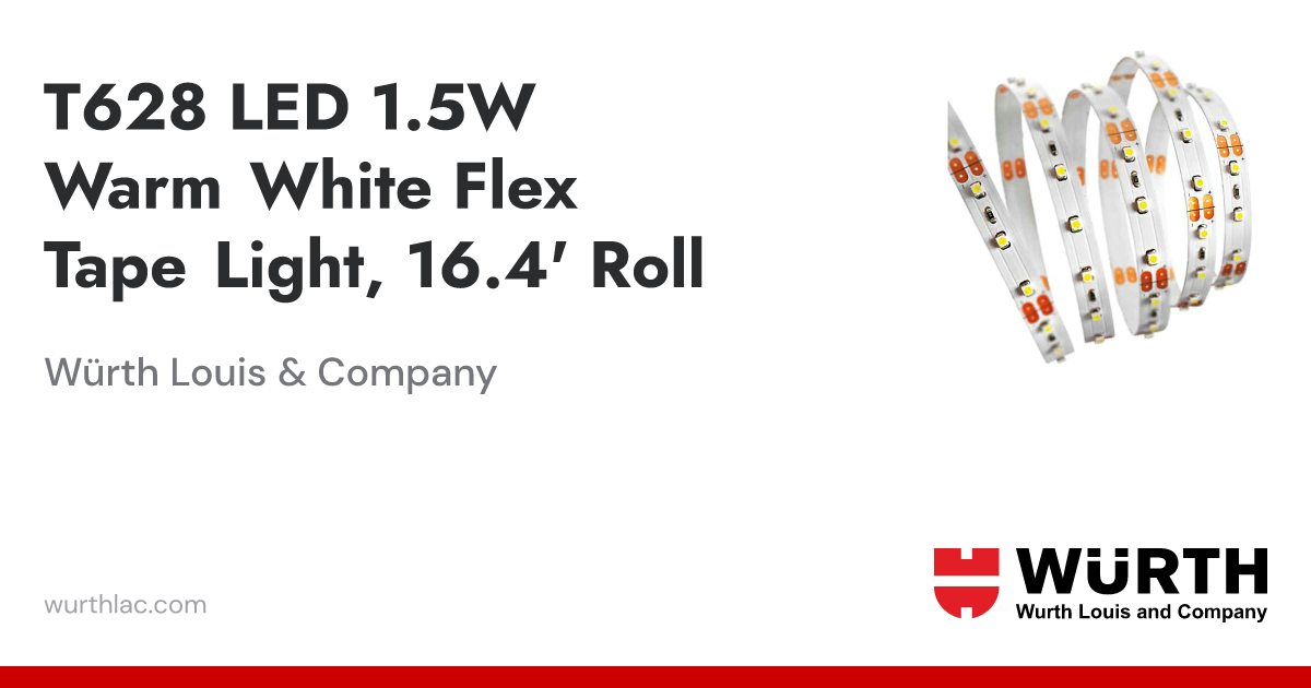 T628 LED 1.5W Warm White Flex Tape Light, 16.4' Roll | Würth Louis & Company