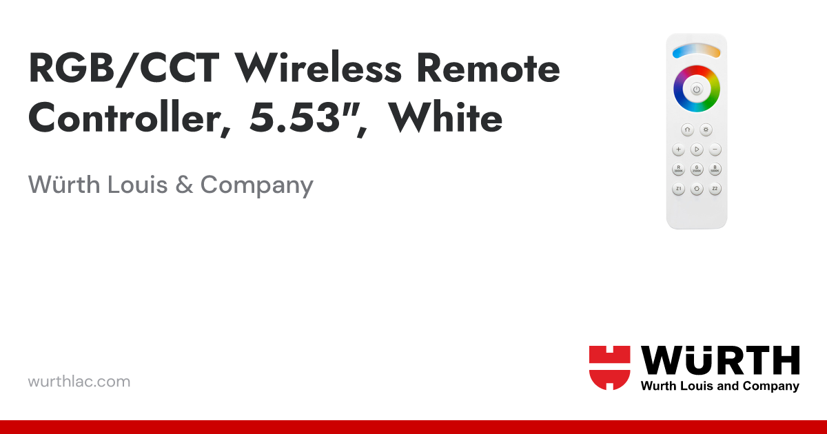 RGB/CCT Wireless Remote Controller, 5.53", White | Würth Louis & Company