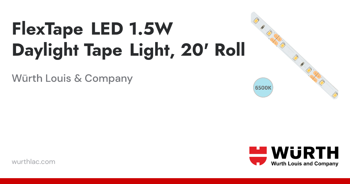 FlexTape LED 1.5W Daylight Tape Light, 20' Roll | Würth Louis & Company