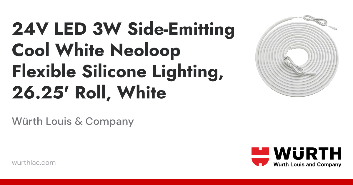 24V LED 3W Side-Emitting Cool White Neoloop Flexible Silicone Lighting, 26.25' Roll, White ...