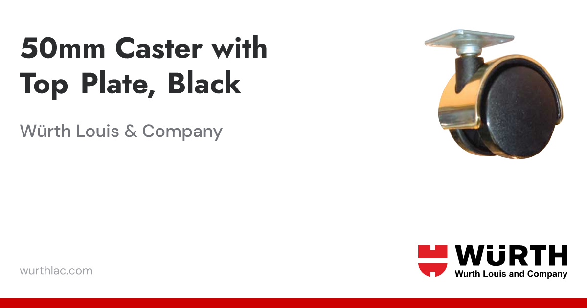 50mm Caster with Top Plate, Black | Würth Louis & Company