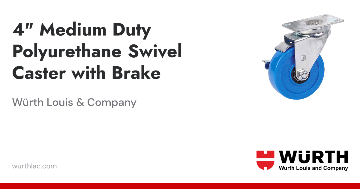 4" Medium Duty Polyurethane Swivel Caster with Brake | Würth Louis ...