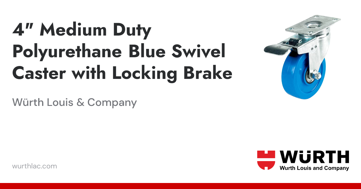 4" Medium Duty Polyurethane Blue Swivel Caster with Locking Brake ...