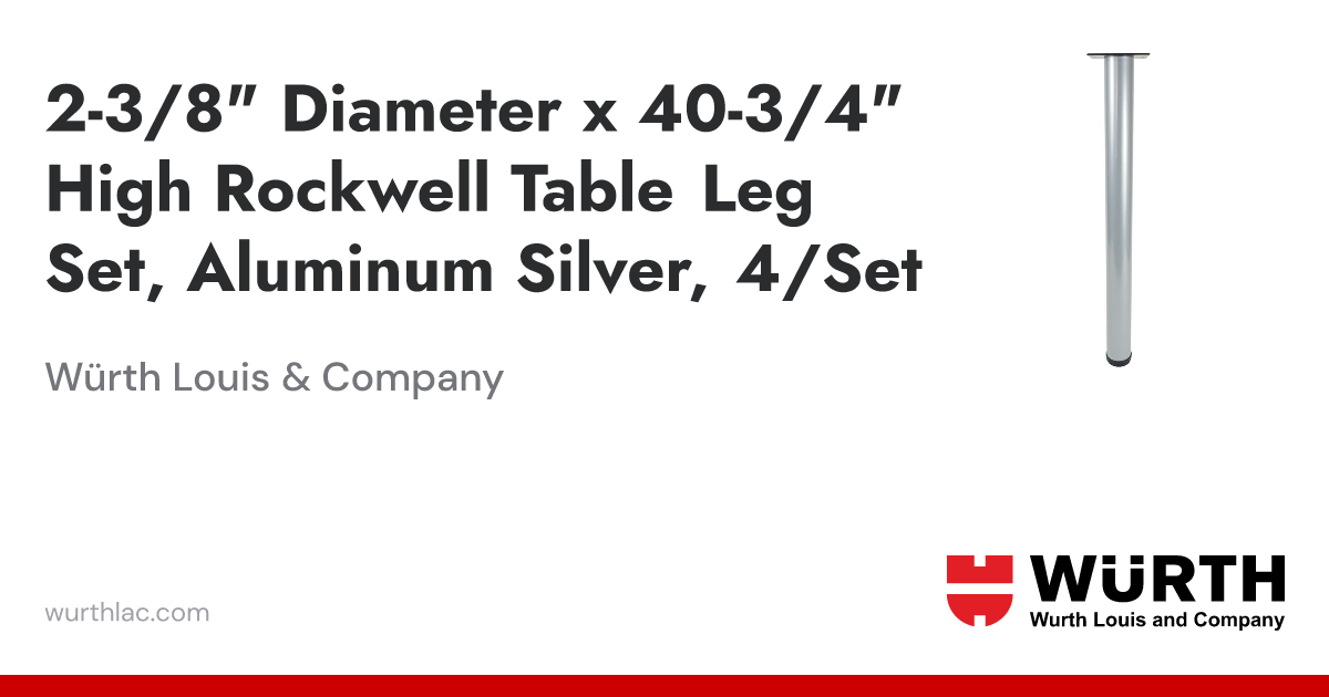 2-3/8" Diameter x 40-3/4" High Rockwell Table Leg Set, Aluminum Silver ...