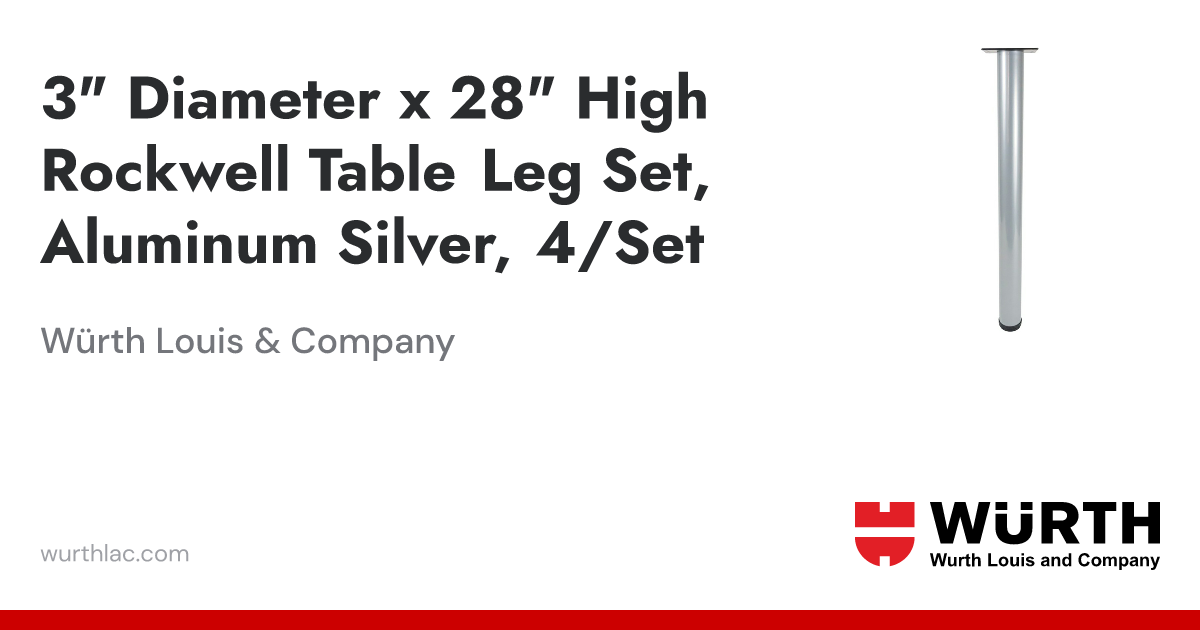 3" Diameter x 28" High Rockwell Table Leg Set, Aluminum Silver, 4/Set ...