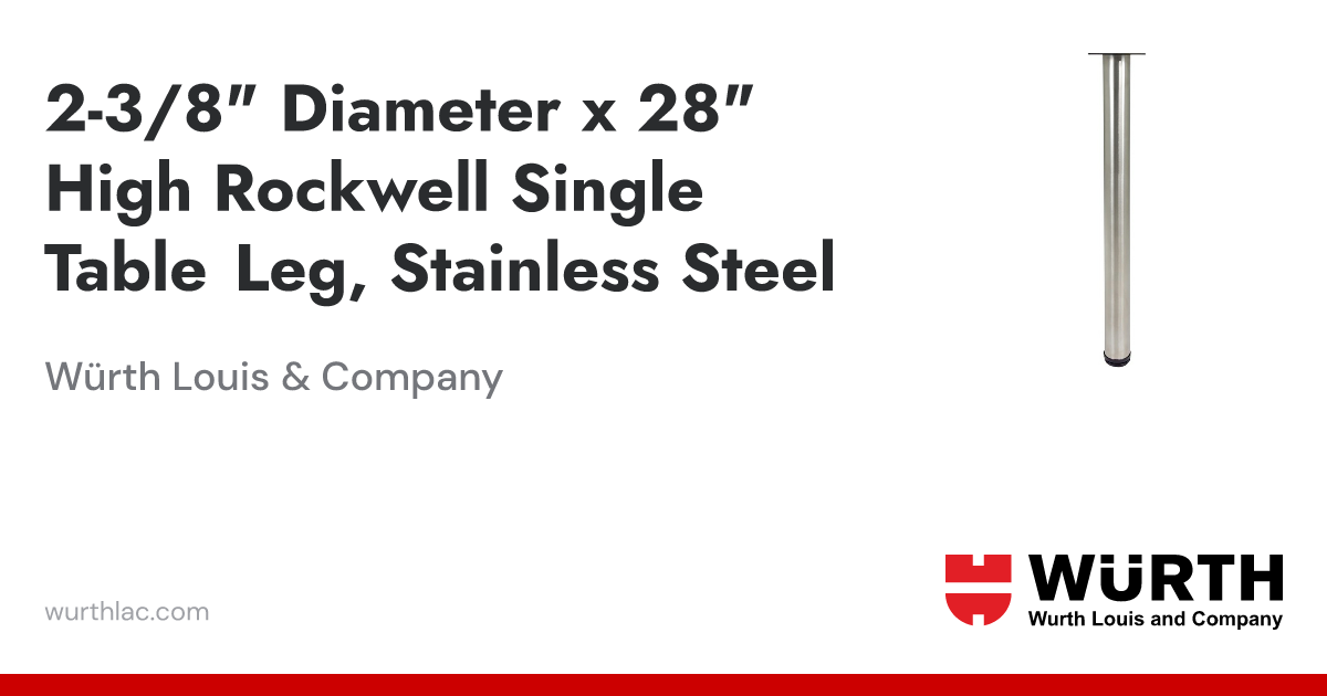 2-3/8" Diameter x 28" High Rockwell Single Table Leg, Stainless Steel ...
